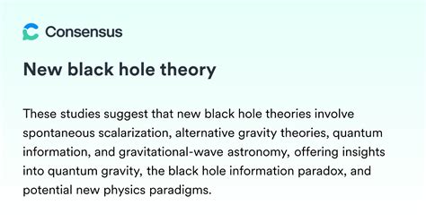 New Black Hole Theory Consensus Academic Search Engine