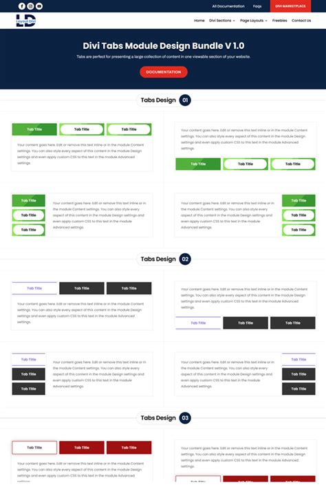 divi tabs module design bundle