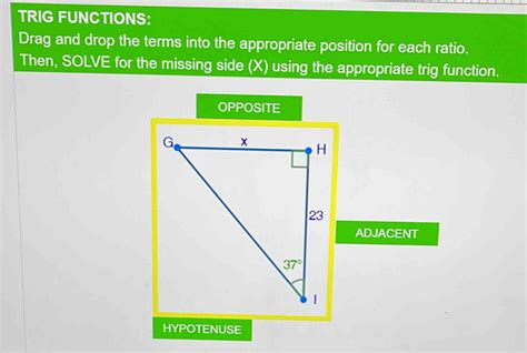 Solved Trig Functions Drag And Drop The Terms Into The Appropriate Position For Each Ratio