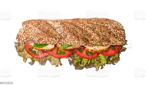 흰색 배경에 고립 된 치킨 토마토와 양상추와 건강한 샌드위치 건강한 생활방식에 대한 스톡 사진 및 기타 이미지 건강한 생활방식 건강한 식생활 고기 Istock