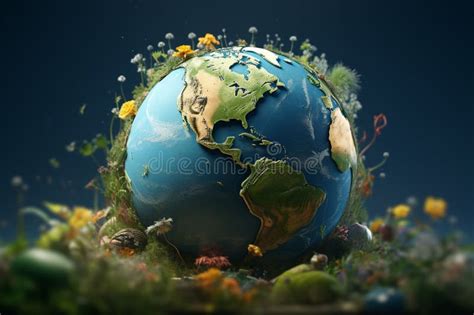 Earth Illustration With A Focus On Global Unity Generative Ai Stock Illustration Illustration