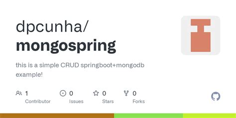 Github Dpcunhamongospring This Is A Simple Crud Springbootmongodb