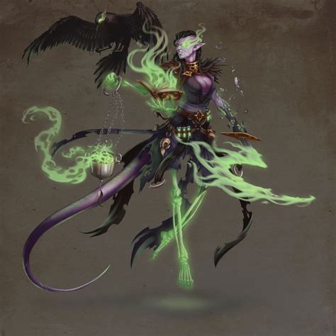 Oc Art Dark Elf Warlock And His Crow Rdungeonsanddragons