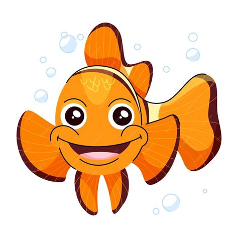 손으로 그린 광대 물고기 만화 그림 무료 벡터
