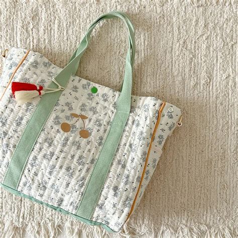 Badu Bg Hylhexyr Ins Cherry Embroidery Чанта за рамо Памучна пелена Майка Бебе Дамска чанта