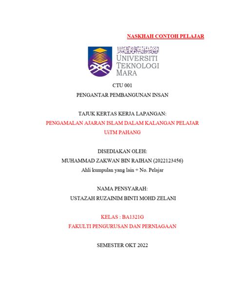 Contoh Assignment Ctu 101 Pdf Karier And Perkembangan