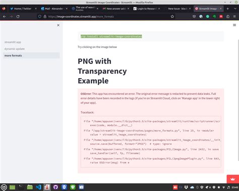 More Formats Button Shows Error · Issue 7 · Blackary Streamlit Image Coordinates · Github