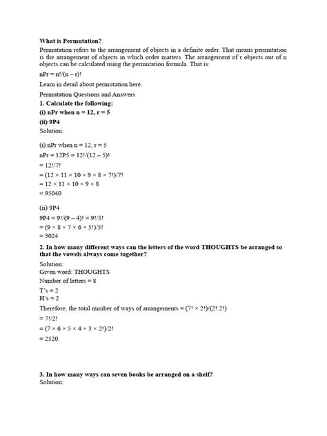 permutation and combination samples for discussion download free pdf permutation mathematics