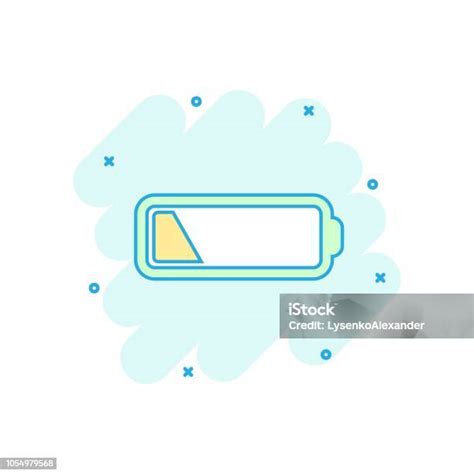 벡터 만화 배터리 충전 잔량 표시 아이콘 만화 스타일 배터리 표시 그림 그림 누 산 기 비즈니스 스플래시 효과 개념입니다 0명에