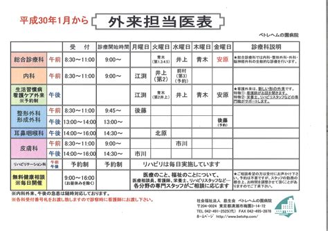 外来担当医表