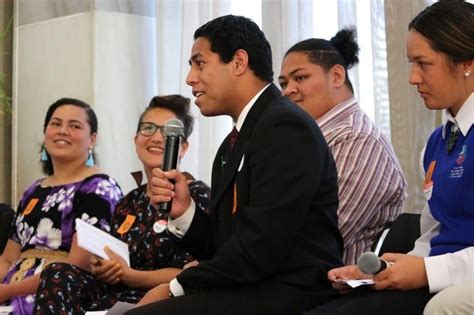 A Rangatahi Youth Panel Facilitated By Anya Satyanand From Ara Taiohi Deliver Their Korero To