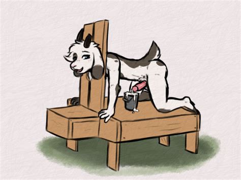 Rule 34 All Fours Anthro Beanii Blue Eyes Bodily Fluids Bound Bovid Broken Horn Brown Body