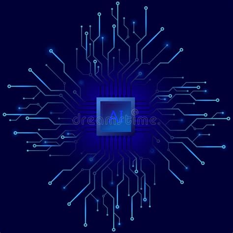 Ai Chip Digital Technology On A Blue Background Ai Computer Processor Stock Vector