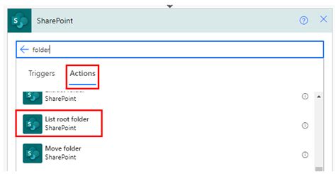 list root folder action in sharepoint connector power automate cloud