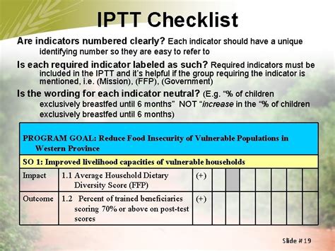 Indicator Performance Tracking Table Adapted From Fanta Ii