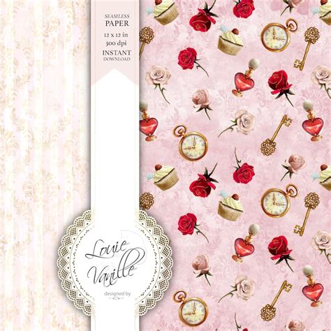 Alice In Wonderland Seamless Digital Papers Fantasy Etsy