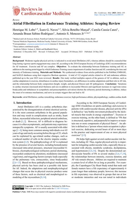 Pdf Atrial Fibrillation In Endurance Training Athletes Scoping Review