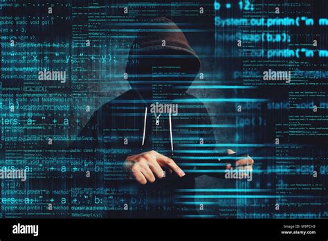 Cybersecurity Computer Hacker With Digital Tablet Computer Hacking