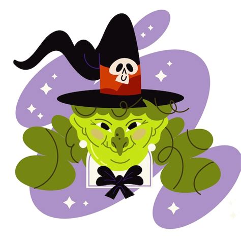 마녀 터 일러스트레이션 프리미엄 벡터