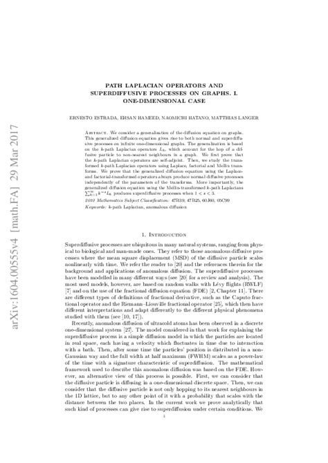 Pdf Path Laplacian Operators And Superdiffusive Processes On Graphs