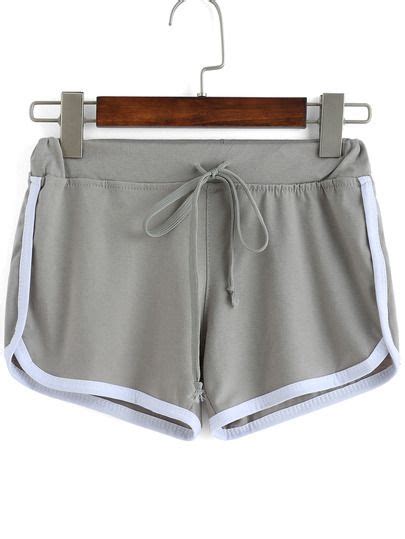Contrast Draw Cord Waist Grey Shorts Grey Shorts Sports Wear Women
