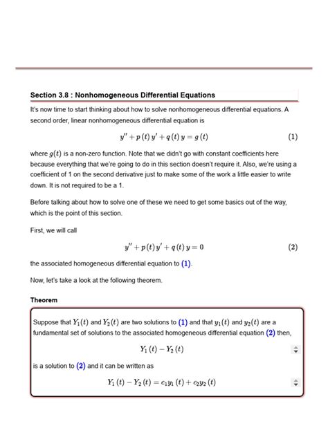 Solving Nonhomogeneous Differential Equations Pdf Mathematics