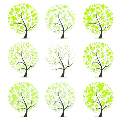 Art Tree Collection For Your Design Tree Grass Swirl Vector Tree