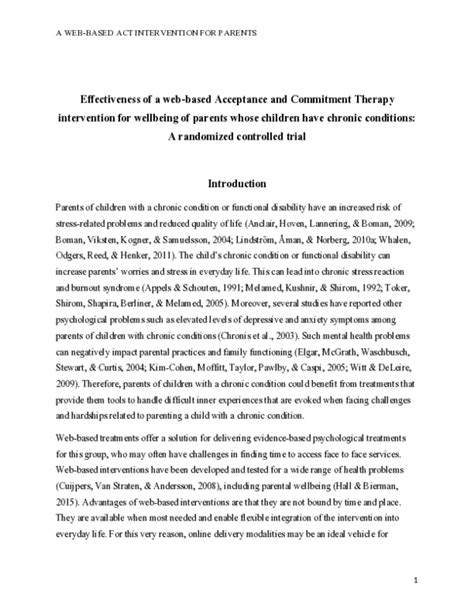 Pdf Effectiveness Of A Web Based Acceptance And Commitment Therapy Intervention For Wellbeing