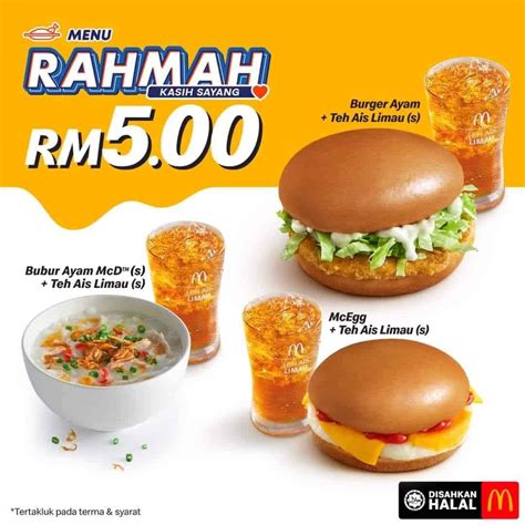 Menu Rahmah Mcd Hidangan Rm 5 Lengkap Dengan Minuman
