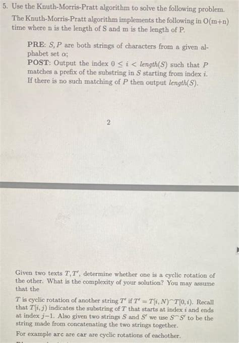 solved 5 use the knuth morris pratt algorithm to solve the
