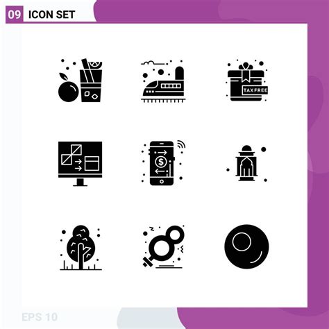 9 Thematic Vector Solid Glyphs And Editable Symbols Of Online Development Free Develop Coding