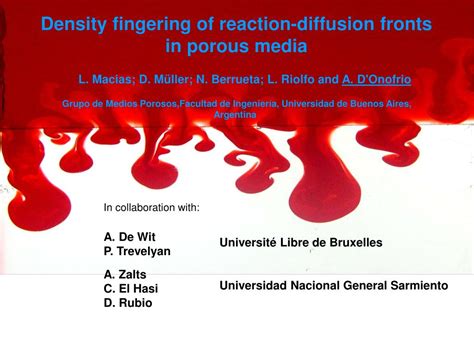 Ppt Density Fingering Of Reaction Diffusion Fronts In Porous Media