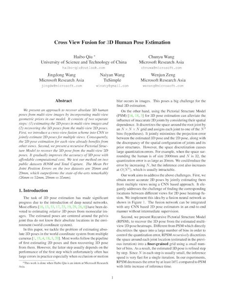 Pdf Cross View Fusion For 3d Human Pose Estimation · 2d Pose Heatmaps