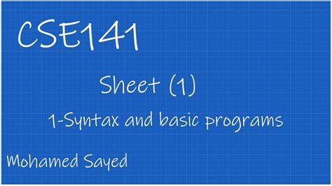 Sheet 1 Asu Cse141 Computer Programming C Youtube