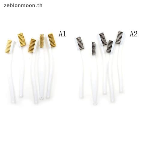 [อืม] 5ชิ้น6 9นิ้วด้ามพลาสติกทองเหลือง3แถวขนแปรงทําความสะอาดลวดแปรงเครื่องมือ เหวินหว่าน {ไทย