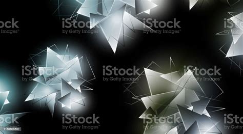 겹치는 빛나는 삼각형이 있는 추상적 배경입니다 격리 된 검은 색 배경 Eps 10의 벡터 그림 3차원 형태에 대한 스톡 벡터 아트 및 기타 이미지 Istock