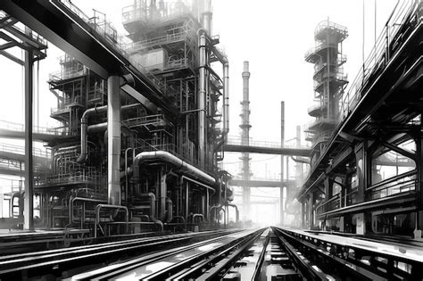 Premium Photo Steel Infrastructure In Industrial Area Double Exposure