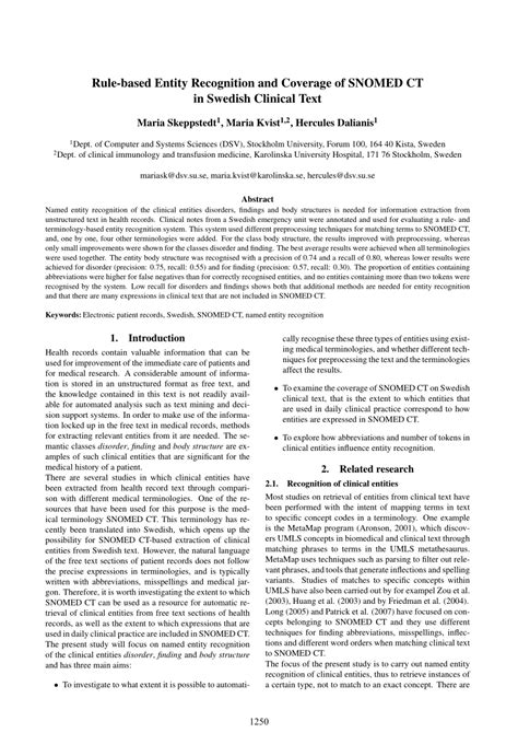 Pdf Rule Based Entity Recognition And Coverage Of Snomed Ct In