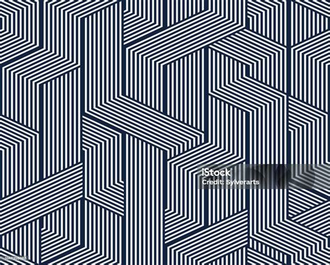 3d Dimensional Lined Cubes Seamless Pattern Geometric Endless Texture With Lines And Boxes
