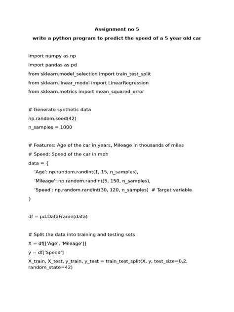 assignment 5 pdf mean squared error prediction