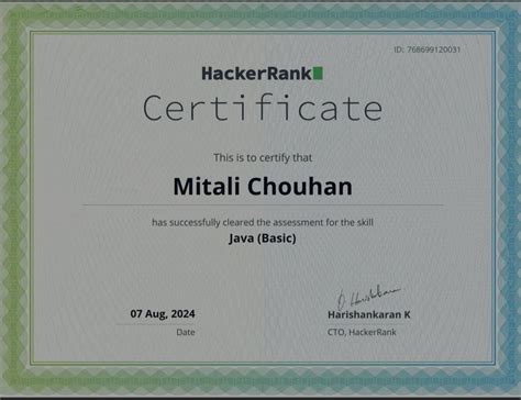 Mitali Chouhan On Linkedin Java Hackerrank