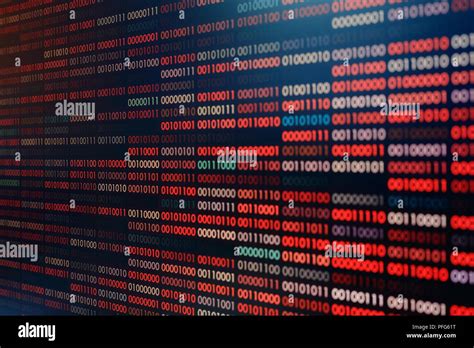 Computer Virus Infection Rows Of Binary Codes Randomly Colored Red And