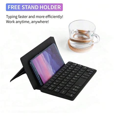 Jomaa Foldable Wireless Keyboard Portable Wireless Phone Keyboard With Stand Holder Rechargeable
