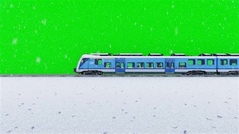 Video Animation Of A Running Train With Snowfall And Green Screen