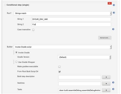 Using Jenkins Conditional BuildStep Plugin With Gradle Tasks Stack Overflow