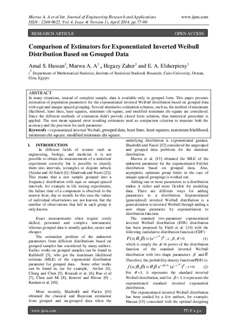 Pdf Comparison Of Estimators For Exponentiated Inverted Weibull Distribution Based On Grouped