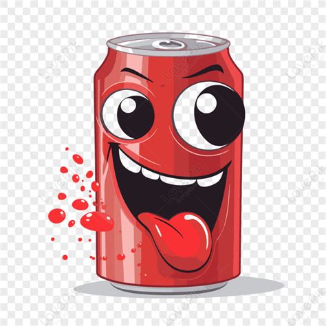 눈과 침을 흘리며 소다 캔이 있는 콜라 클립 아트 만화 캐릭터 캔 벡터 Png 일러스트 무료 다운로드 Lovepik