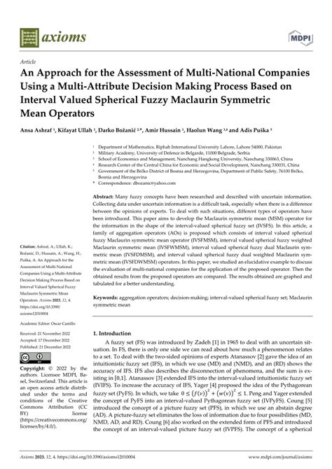 Pdf An Approach For The Assessment Of Multi National Companies Using