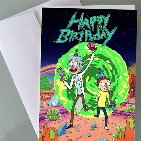 11 Custom Rick And Morty Happy Birthday Card Happy Bi