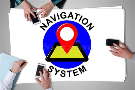 navigation system concept placed on a desk stock illustration